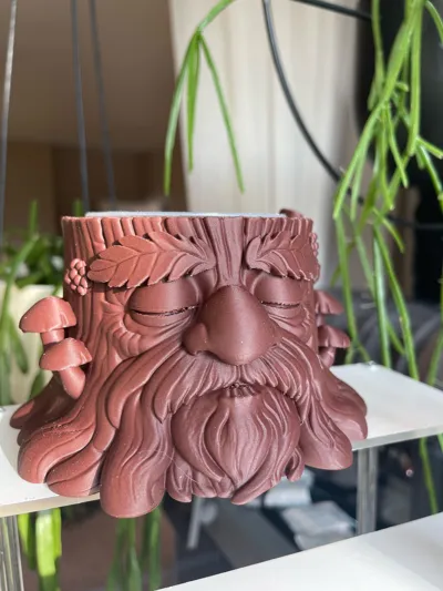 Forest Spirit Tree Stump Planter Decorative Cachepot - Free 3D Print ...