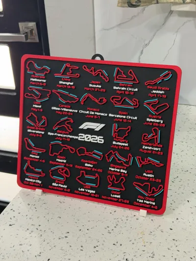 2026 F1 Calendar with DRS Zones - Free 3D Print Model - MakerWorld