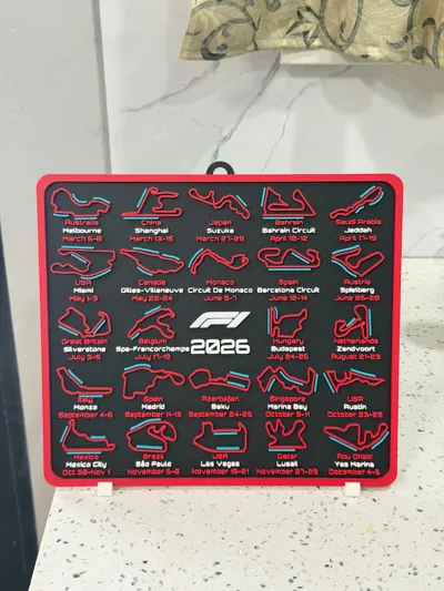 2026 F1 Calendar with DRS Zones - Free 3D Print Model - MakerWorld