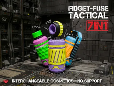 Fidget-Fuse Grenade 5-in-1 Snap-Fit Fidget Toy - Free 3D Print Model ...