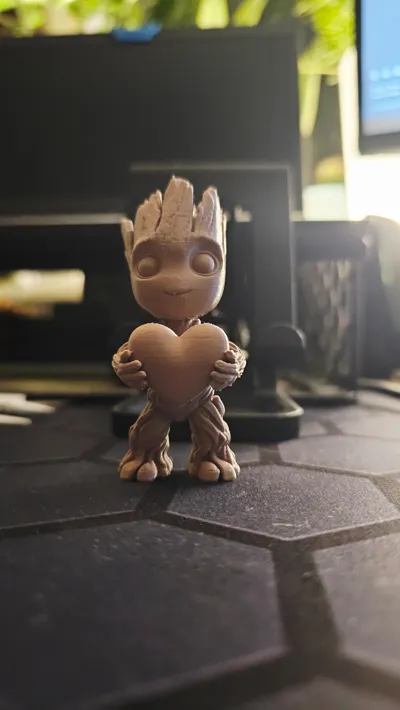 Valentines - Cute Baby Groot with Heart - Free 3D Print Model - MakerWorld