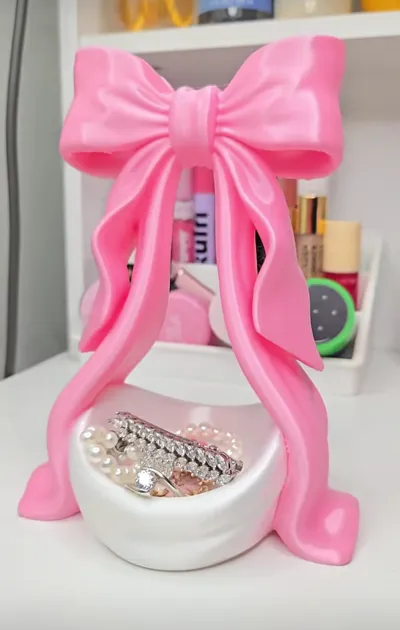 Coquette Bow Jewelry Stand & Trinket Dish - Free 3D Print Model ...