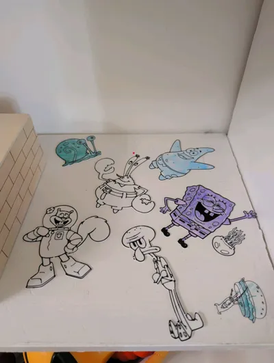 Spongebob characters coloring pages - Free 3D Print Model - MakerWorld