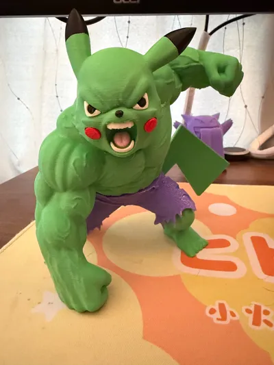 Hulk Pikachu No AMS (Multiparts) - Free 3D Print Model - MakerWorld
