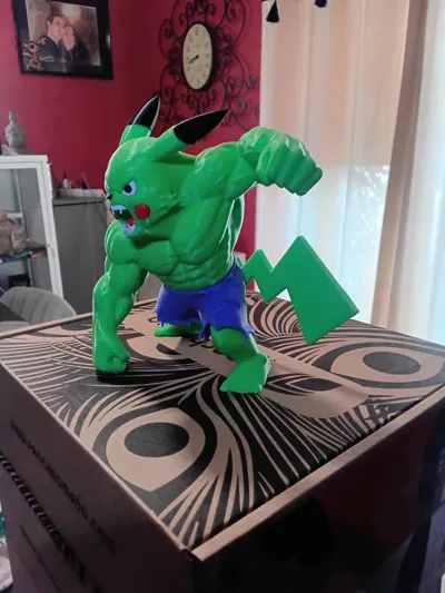 Hulk Pikachu No AMS (Multiparts) - Free 3D Print Model - MakerWorld