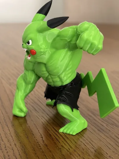 Hulk Pikachu No AMS (Multiparts) - Free 3D Print Model - MakerWorld