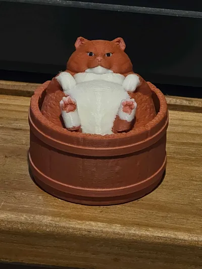 Chonky Cat in a Tub / Storage or Clicker! - Free 3D Print Model ...