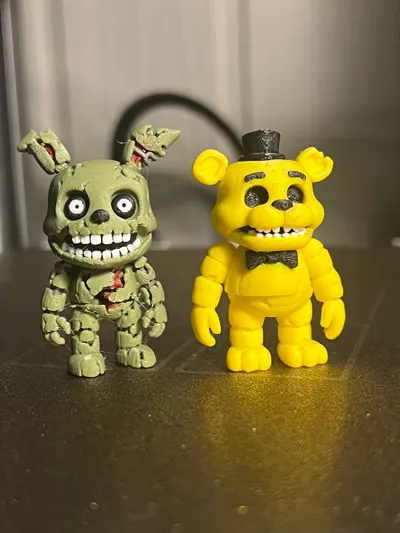 mini flexi FNAF Springtrap, Golden Freddy & Puppet - Free 3D Print ...