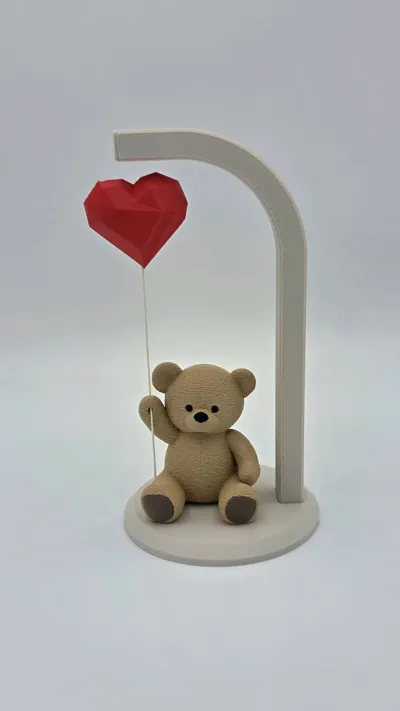 Valentine's Teddy Bear with Levitating Heart - Free 3D Print Model ...