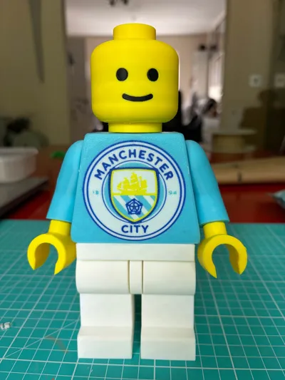 Brick Man Manchester City 20cm - Free 3D Print Model - MakerWorld