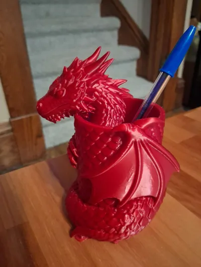 Textured Dragon Pen Holder - Free 3D Print Model - MakerWorld