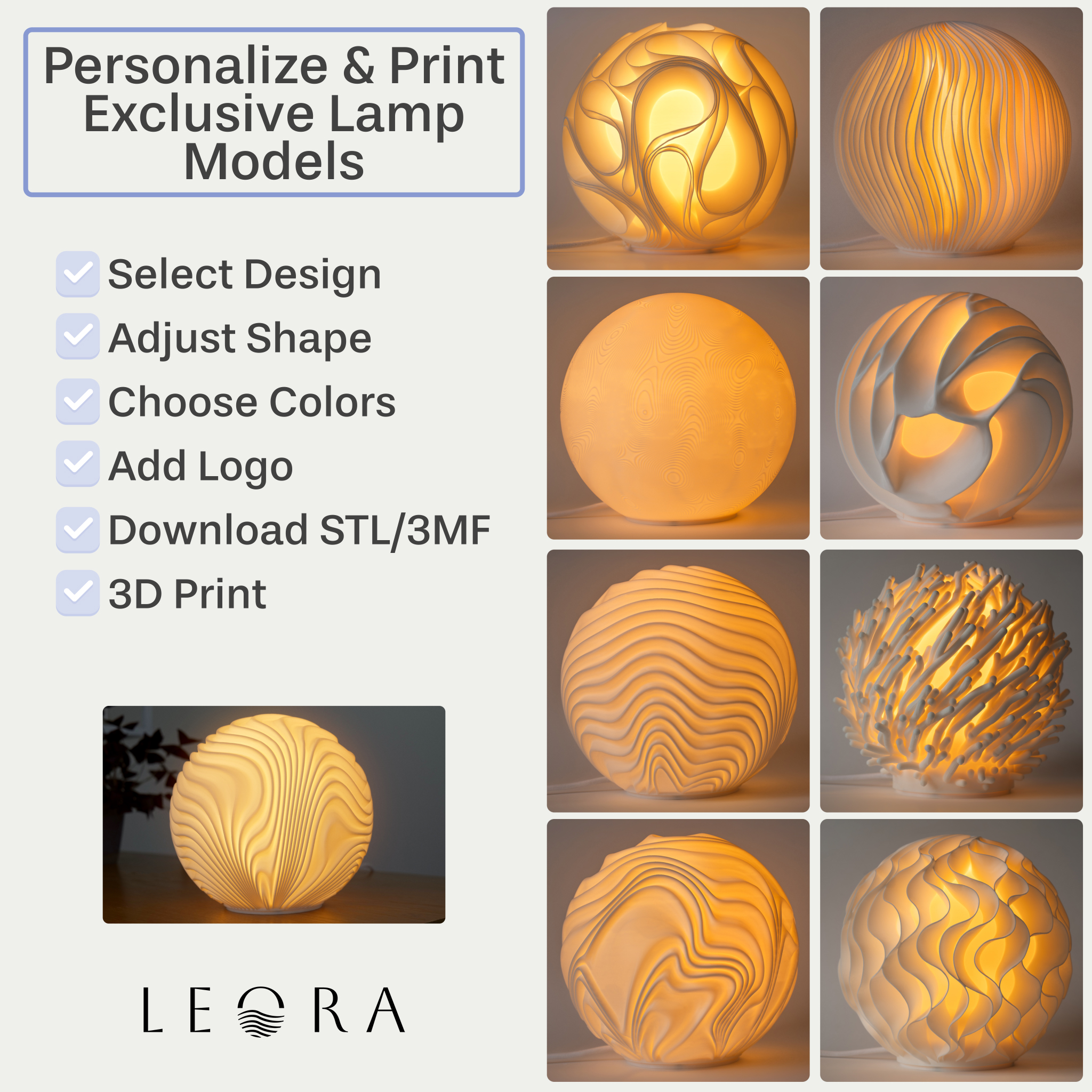 Leora: Personalize & Print Exclusive Lamp Models by Leora - MakerWorld