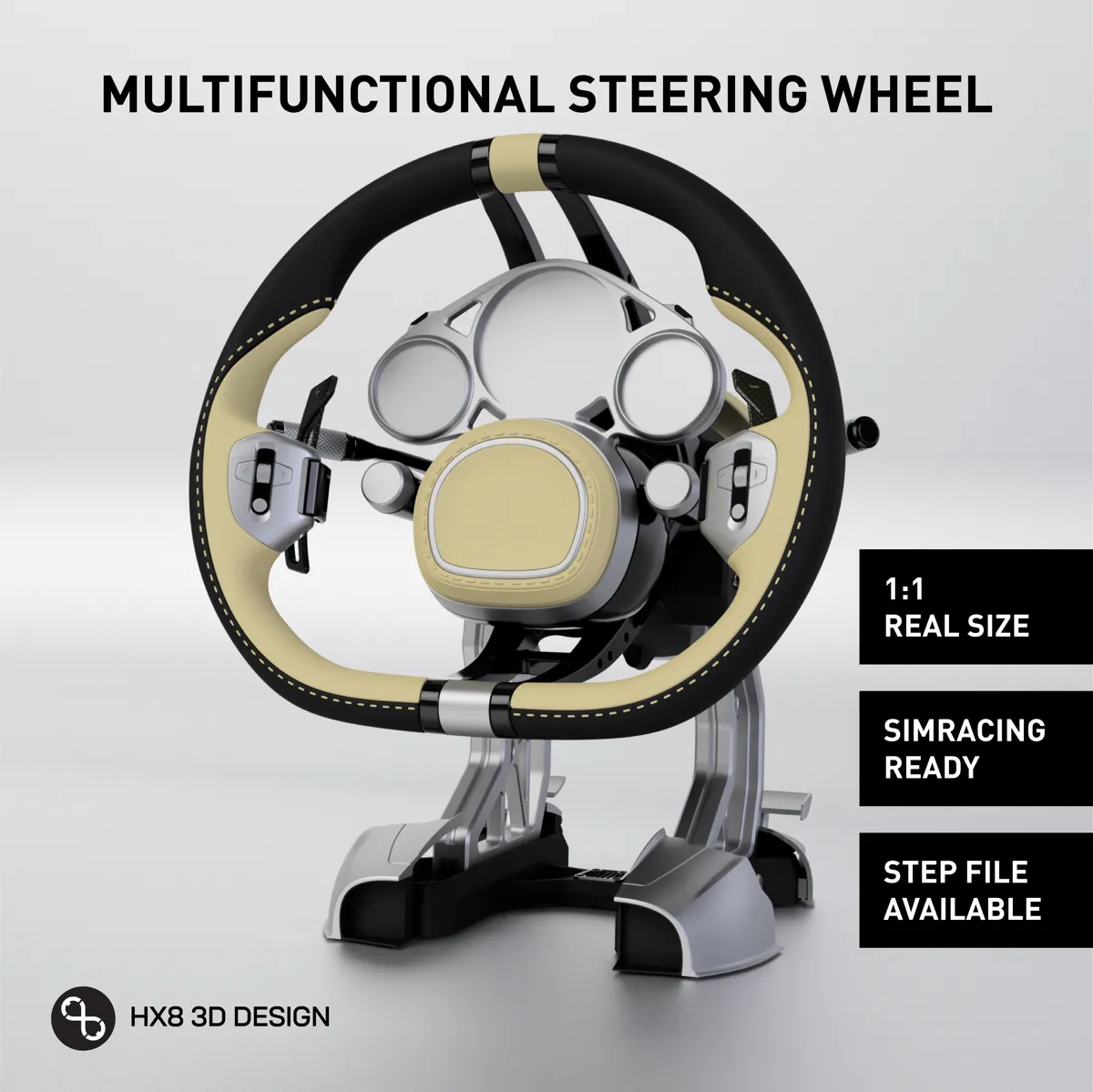 Real Size Multifunctional Steering Wheel by HX8 3D Design - MakerWorld