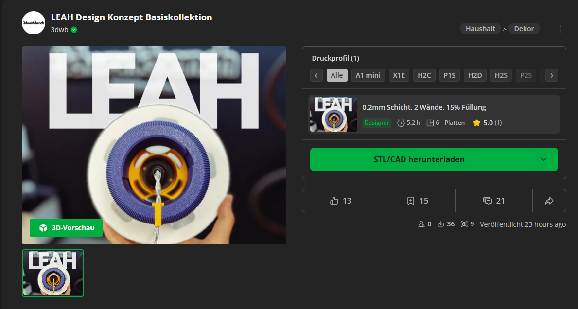 LEAH – A Design Concept in Light and Form. by 3dwb - MakerWorld