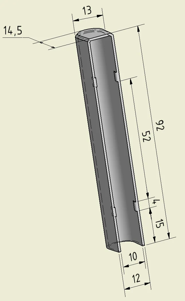Window hinge cover / Abdeckung Fensterscharnier 92x14,5x13/12 mm by ...