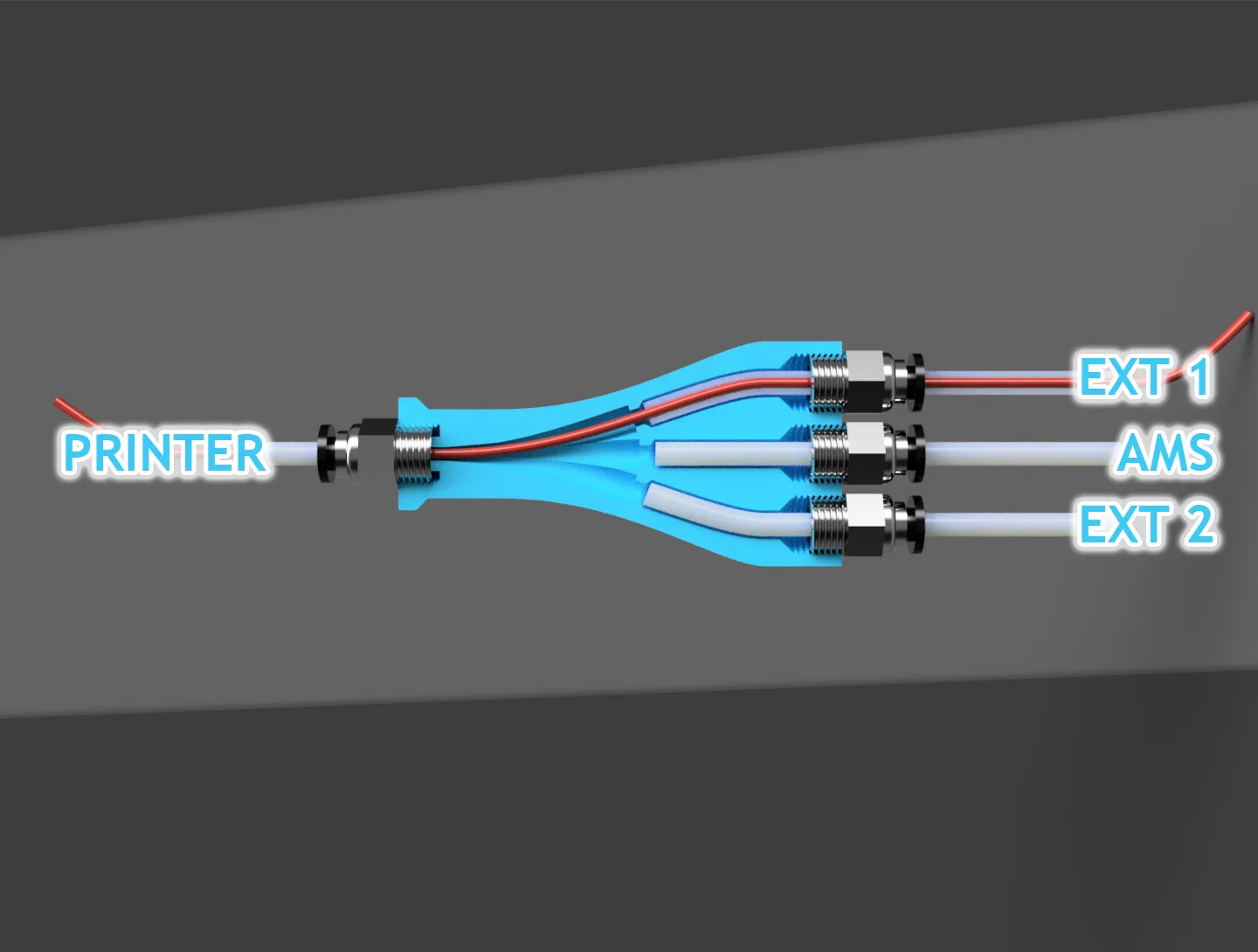 PTFE Bowden Y Splitter (3 way) by laisch - MakerWorld