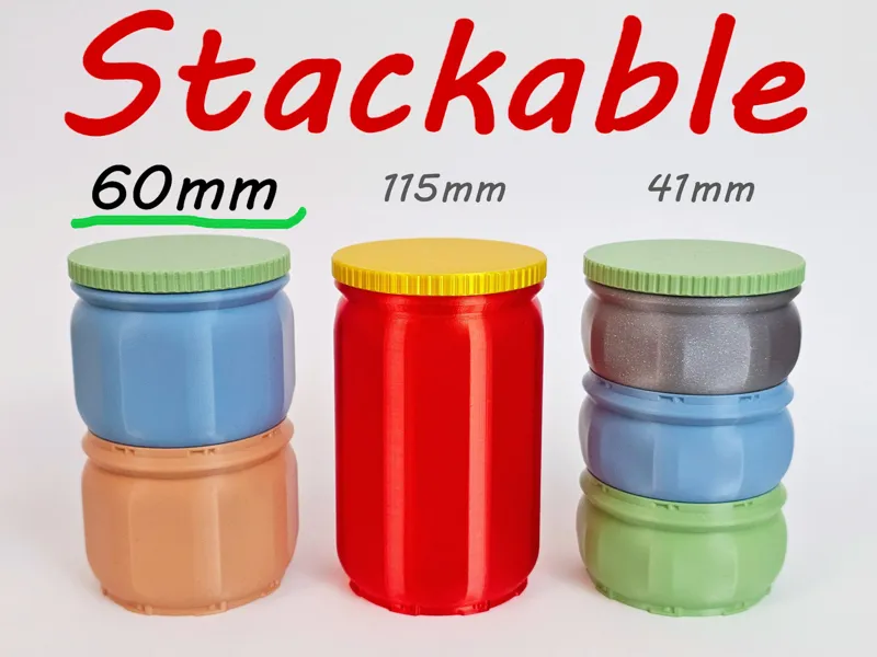 Stackable Jar (60mm version) by ThreeD-Michael - MakerWorld