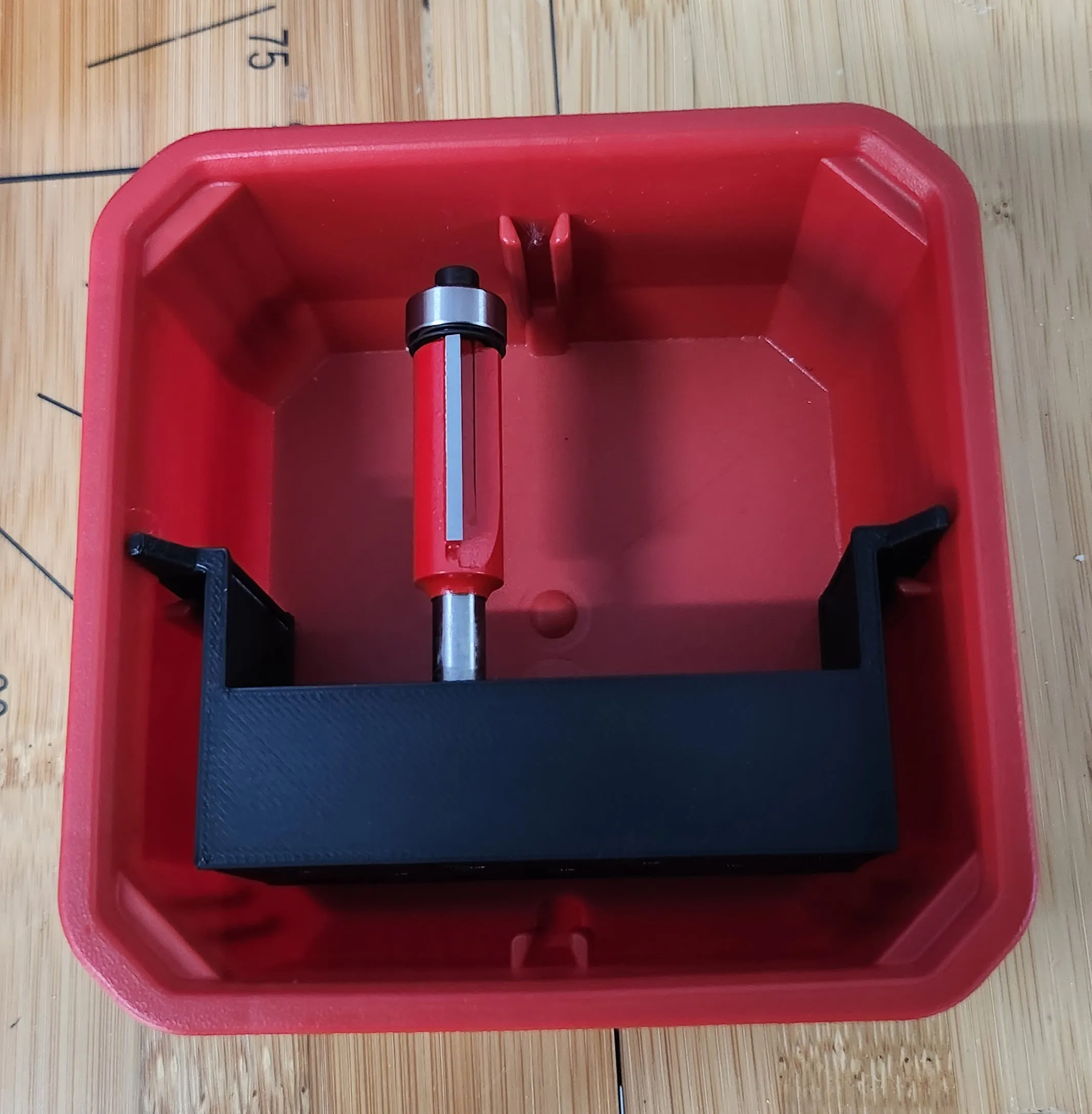 Offset 1/4" LONG router bit holder for low profile Packout organizer ...