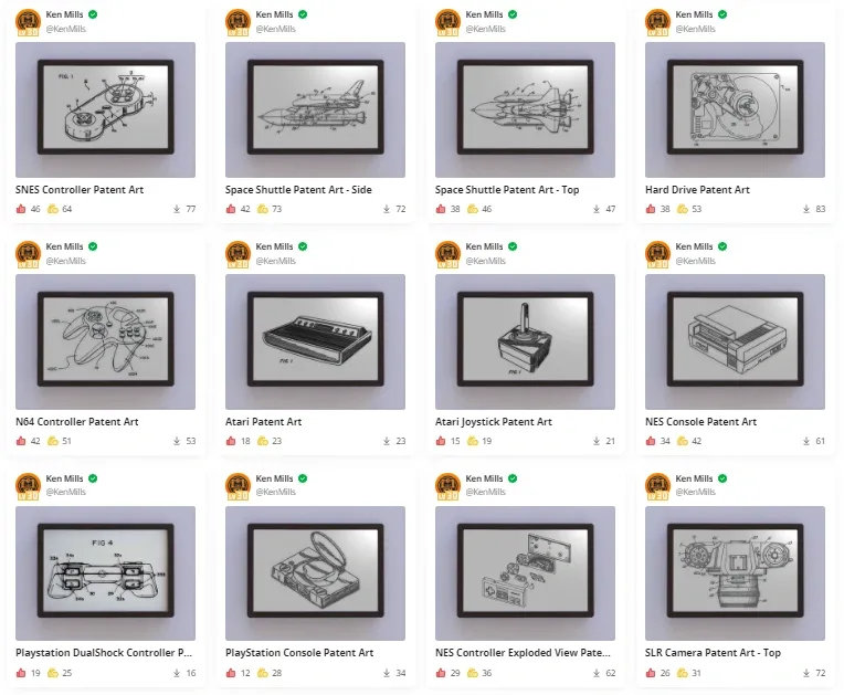 SLR Camera Patent Art - Top by Ken Mills - MakerWorld