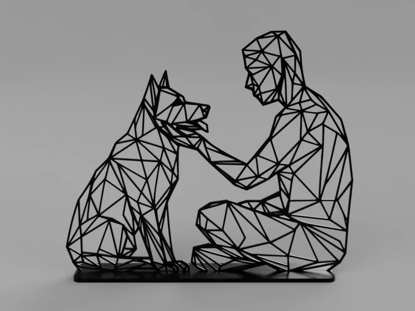 Woman with child - low poly sculpture with stand by Forest87 - MakerWorld