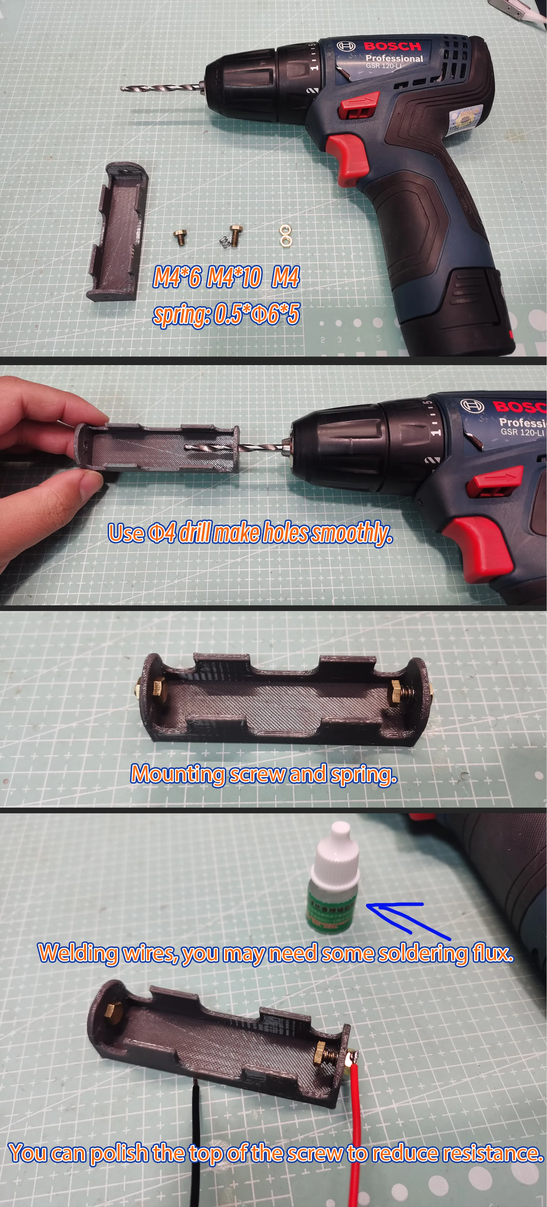 18650 4S Battery Holder, high current capacity, DIY battery case that ...