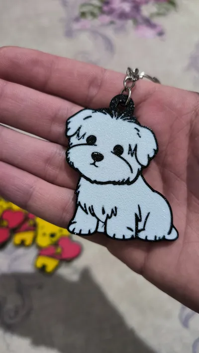 Cute Maltese dog keychain - Maltese Dog Keychain by 3Dingo MakerWorld ...