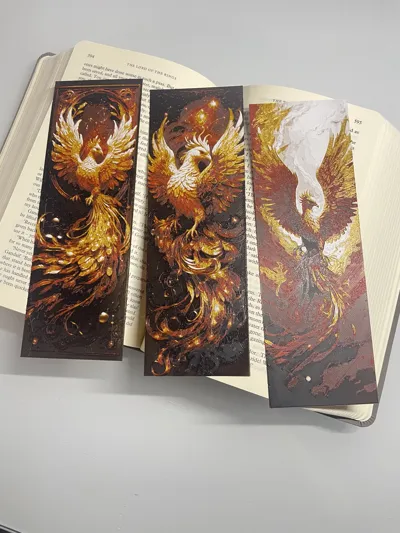 The Phoenix rising from its Death - Flaming Bird - Set of 3 Bookmarks ...