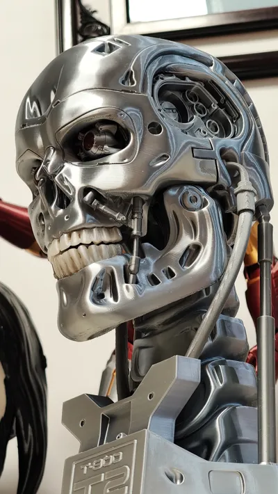 T800 Terminator Skull, Bust with stand Remixed by senfsaft MakerWorld ...