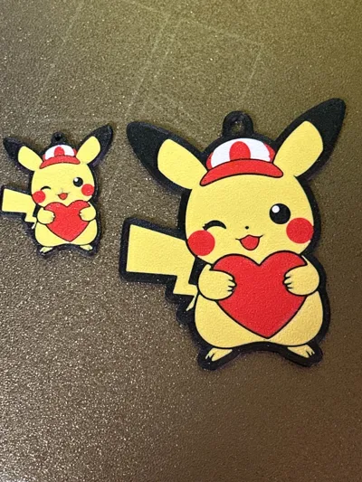 Pokemon Pikachu wearing a baseball cap with heart - Free 3D Print Model ...