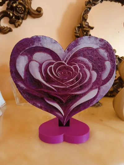 Standing Rose Heart with Heart Base Decoration by Hockey Dad MakerWorld ...