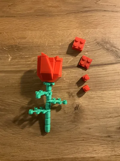 BRICK VALENTINE ROSE (LEGOs) - Free 3D Print Model - MakerWorld