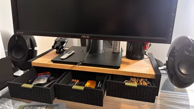 Monitor Riser - with drawers - Free 3D Print Model - MakerWorld