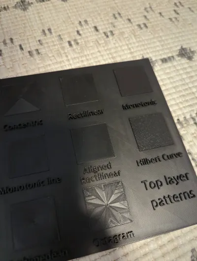Top Surface Patterns Display Test - Free 3D Print Model - MakerWorld