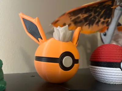 Flareon Ball - Pokemon - Pokeball Functional - Free 3D Print Model ...