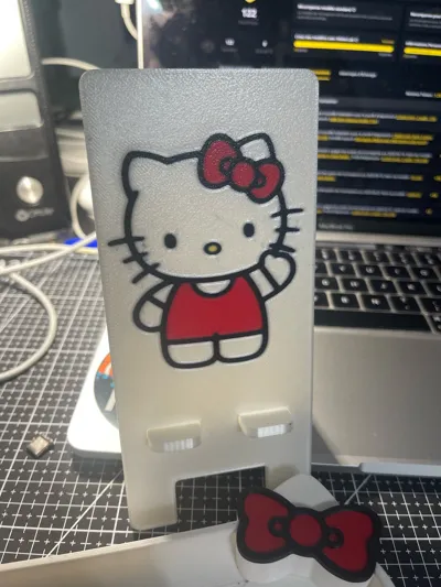 Hello Kitty Phone Stand - Free 3D Print Model - MakerWorld