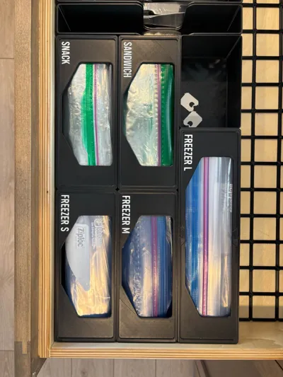 Gridfinity Ziploc Bag Holder & Organizer w/ Labels by KeKap MakerWorld ...