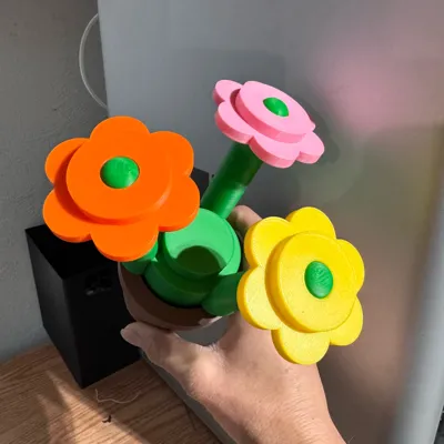Brick-Style Flower Decoration by Dr_EGfish MakerWorld: Download Free 3D Models