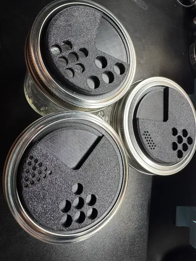 Mason jar lid v2 with three openings by ML Innovation - MakerWorld