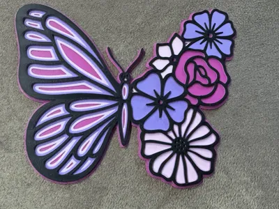 Customizable Floral Butterfly by LayerAtATime - MakerWorld