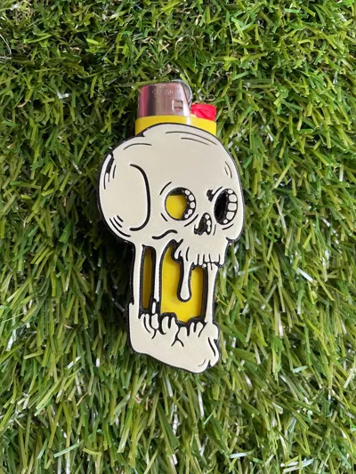 Melting Skull lighter case by BatChips MakerWorld: Download Free 3D Models