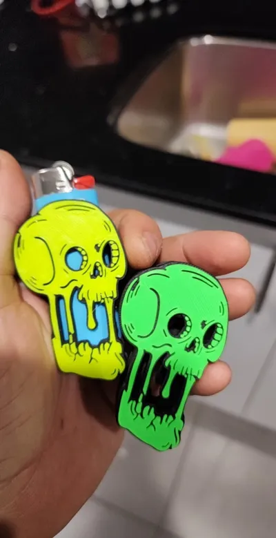 Melting Skull lighter case by BatChips MakerWorld: Download Free 3D Models