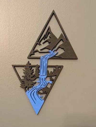 mountain waterfalls wall art - Free 3D Print Model - MakerWorld