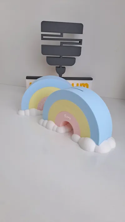 Rainbow Cloud Money Box (Cash Box Piggy Bank) - Free 3D Print Model ...