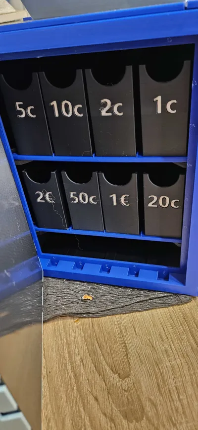 Coin Sorting Vault / Piggy Bank (EUR) - Free 3D Print Model - MakerWorld
