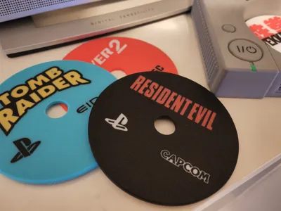 Playstation 1 Console + 12 Game Coasters - Free 3D Print Model - MakerWorld