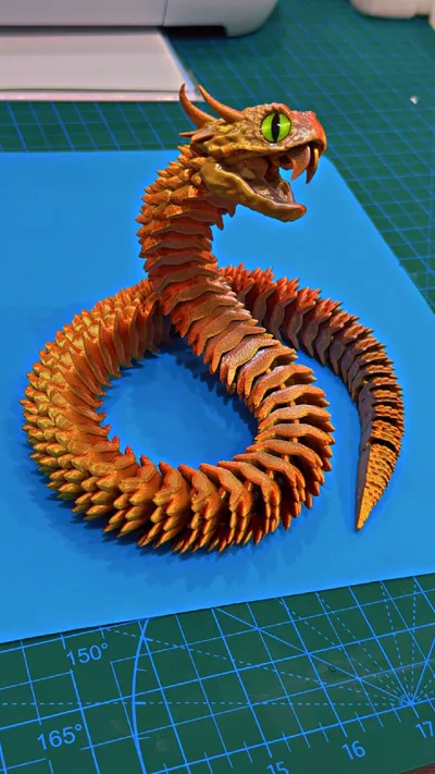 Fanged Mystical Serpent—Print-in-Place, articulated, rotating head ...