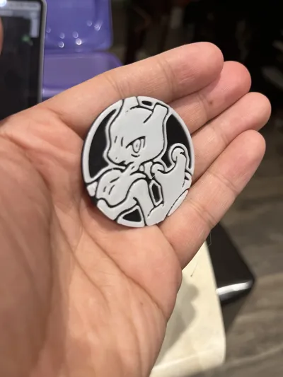 Mewtwo Pokemon Coin (Modern Style) - Free 3D Print Model - MakerWorld