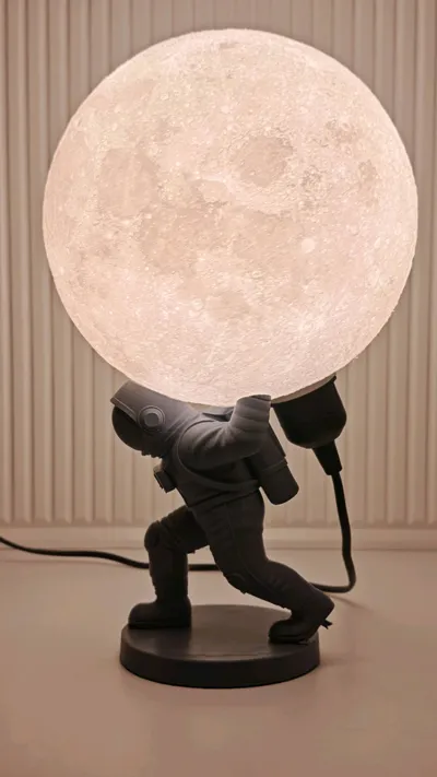 Moon Lamp with Wavy Stand (Fuzzy Skin) - Free 3D Print Model - MakerWorld