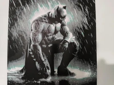 Batman Kneeling in the Rain - HueForge by Squish3D - MakerWorld