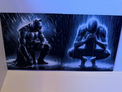 Batman Kneeling in the Rain - HueForge by Squish3D - MakerWorld